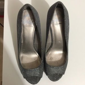 Fergalicious | Shoes | 65 Fergalicious By Fergie Silver Sparkly Heels ...